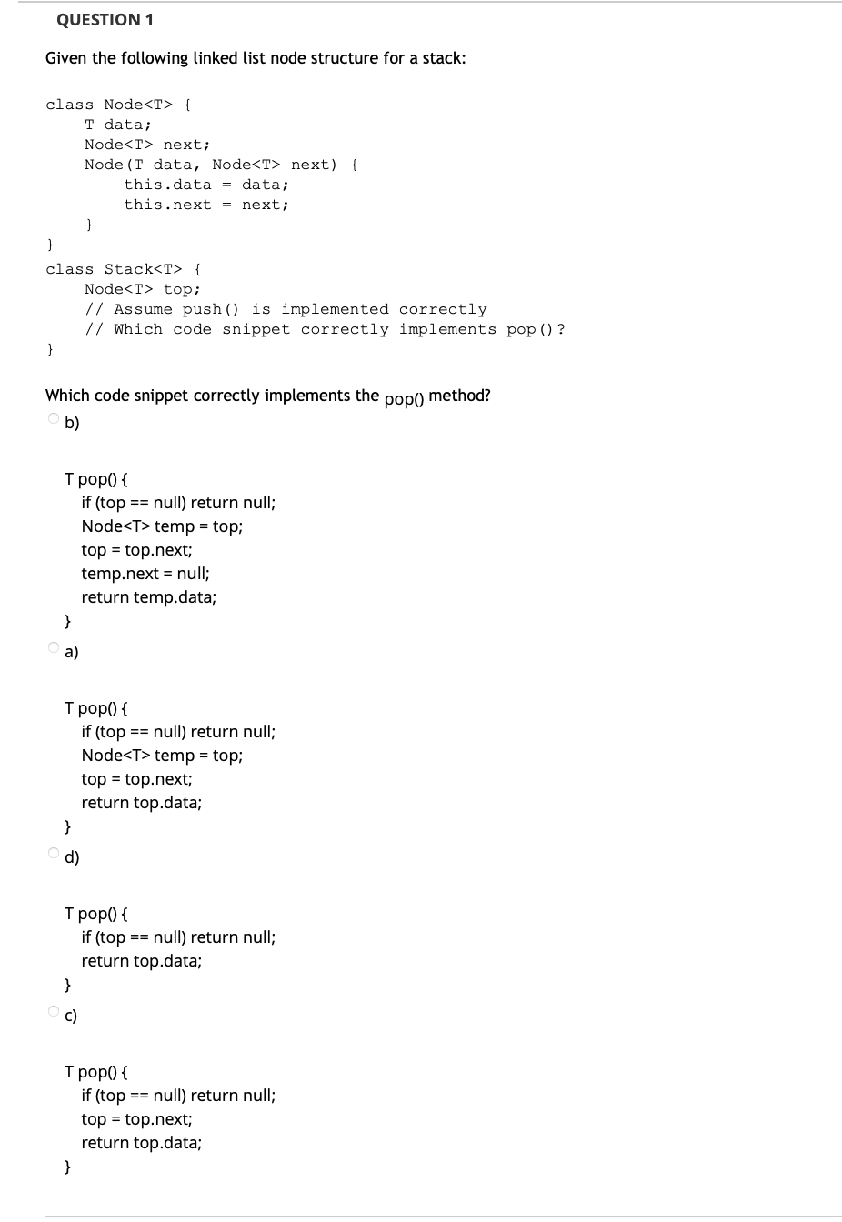 Solved QUESTION 1Given the following linked list node | Chegg.com