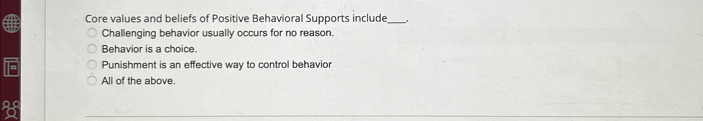 Solved Core values and beliefs of Positive Behavioral | Chegg.com