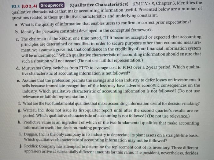 Solved E2.3 (LO 2, 4) Groupwork (Qualitative | Chegg.com