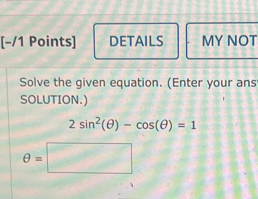 Solved Solve the given equation. (Enter your ans | Chegg.com