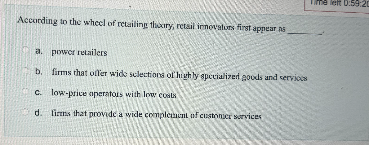 Solved According to the wheel of retailing theory, retail | Chegg.com