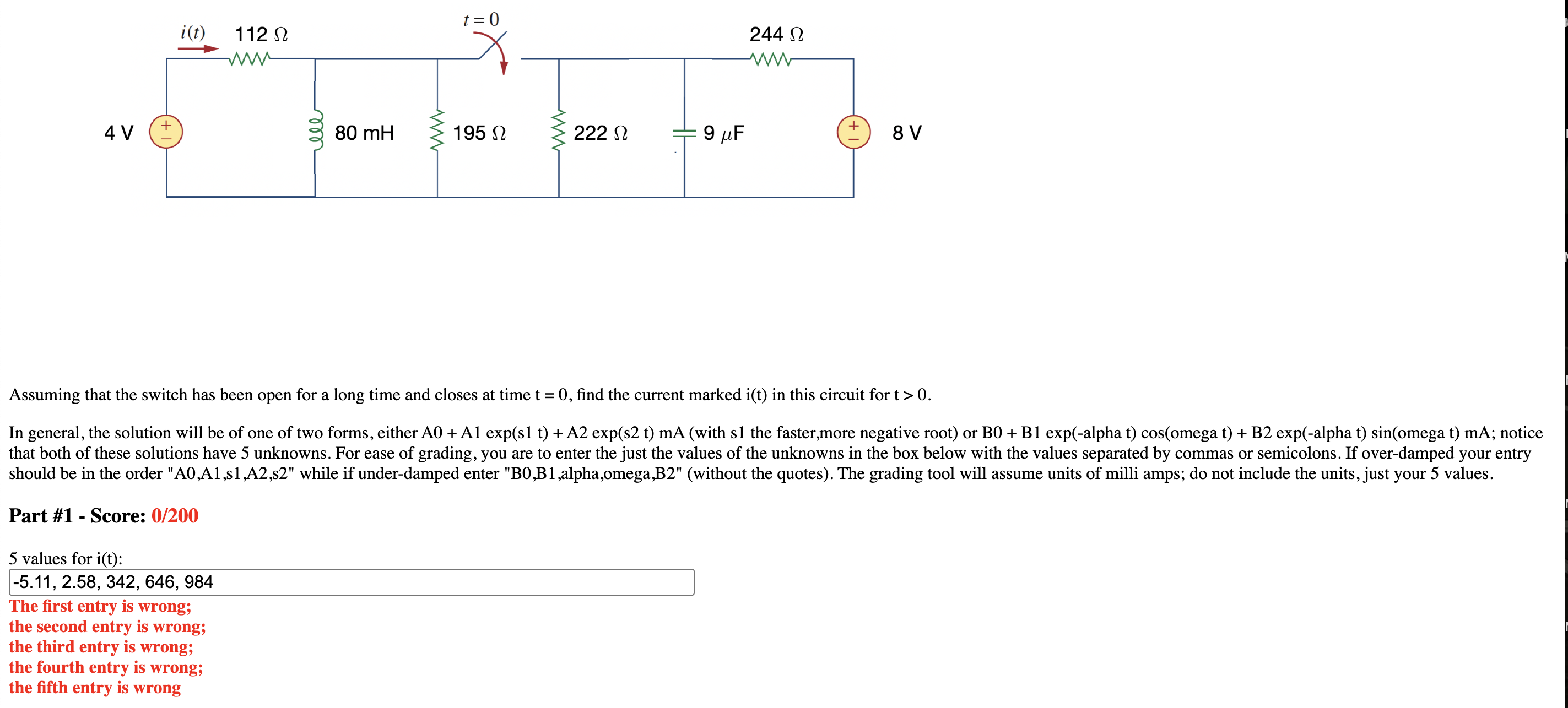 Solved Assuming that the switch has been open for a long | Chegg.com