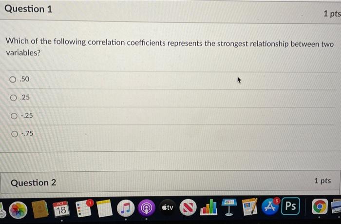 Solved Question 1 1 pts Which of the following correlation | Chegg.com