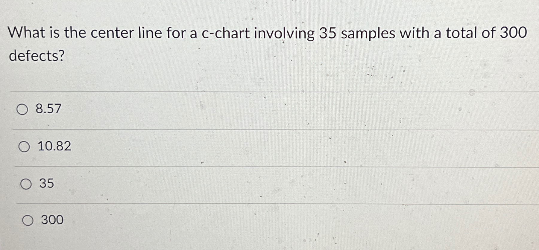 Solved What is the center line for a c-chart involving 35 | Chegg.com