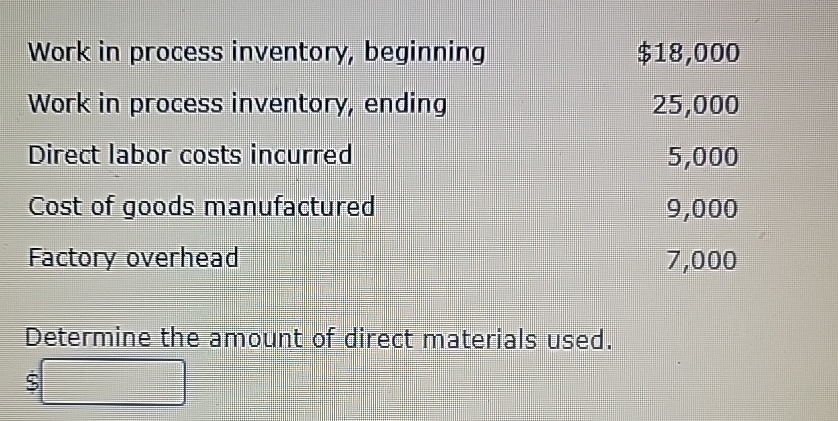 Solved \table[[Work in process inventory, beginning,$18,000 | Chegg.com