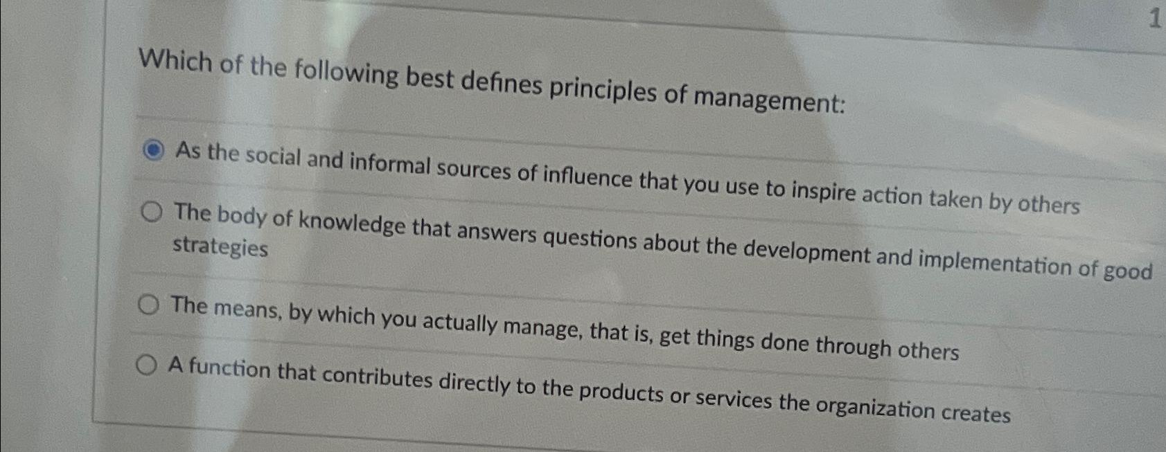 Solved Which of the following best defines principles of | Chegg.com