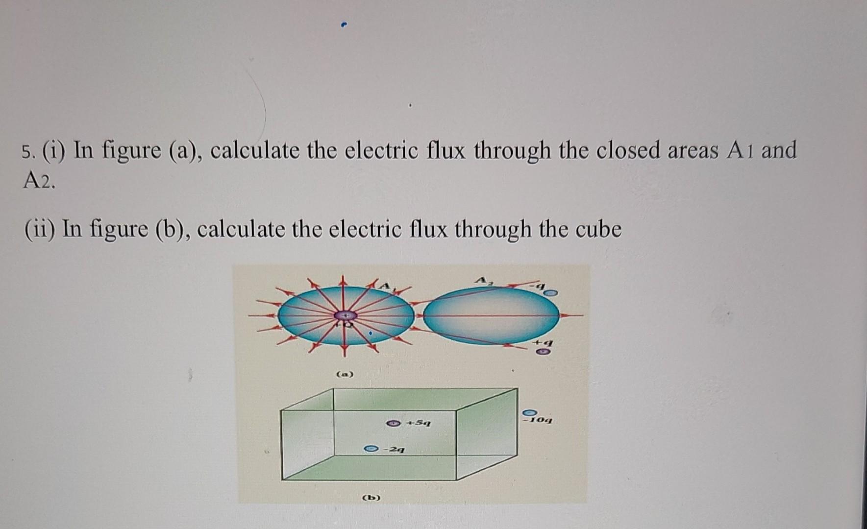 Solved 5. (i) In figure (a), calculate the electric flux | Chegg.com