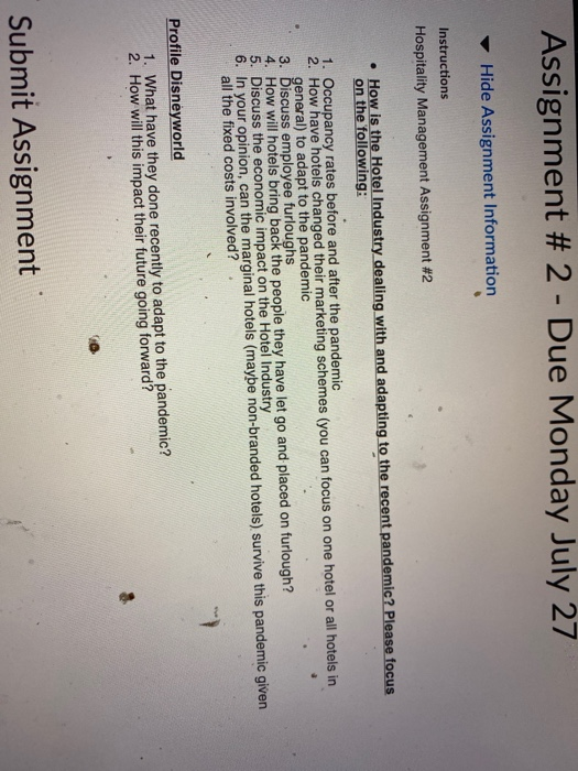 Solved Assignment # 2 - Due Monday July 27 Hide Assignment | Chegg.com