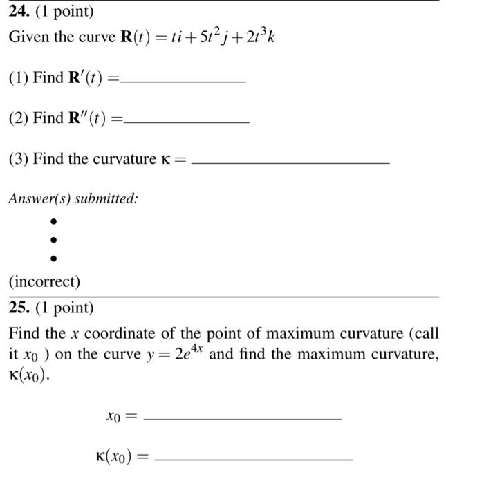 Solved Given The Curve R T Ti 5t2j 2t3k 1 Find R′ T 2
