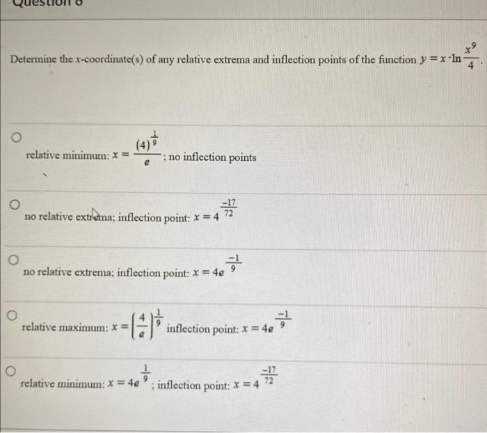 Solved Determine the x-coordinate(s) of any relative extrema | Chegg.com