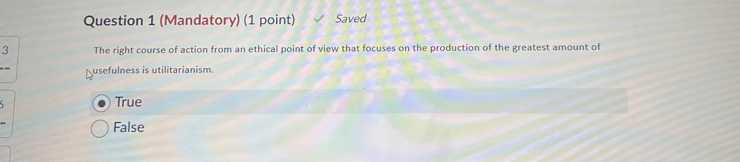 Solved Question 1 (Mandatory) (1 ﻿point)SavedThe right | Chegg.com