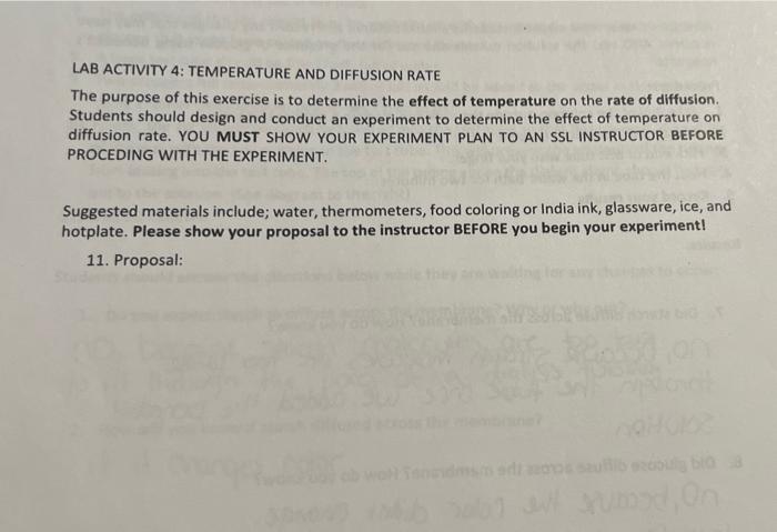 Solved LAB ACTIVITY 4: TEMPERATURE AND DIFFUSION RATE The | Chegg.com