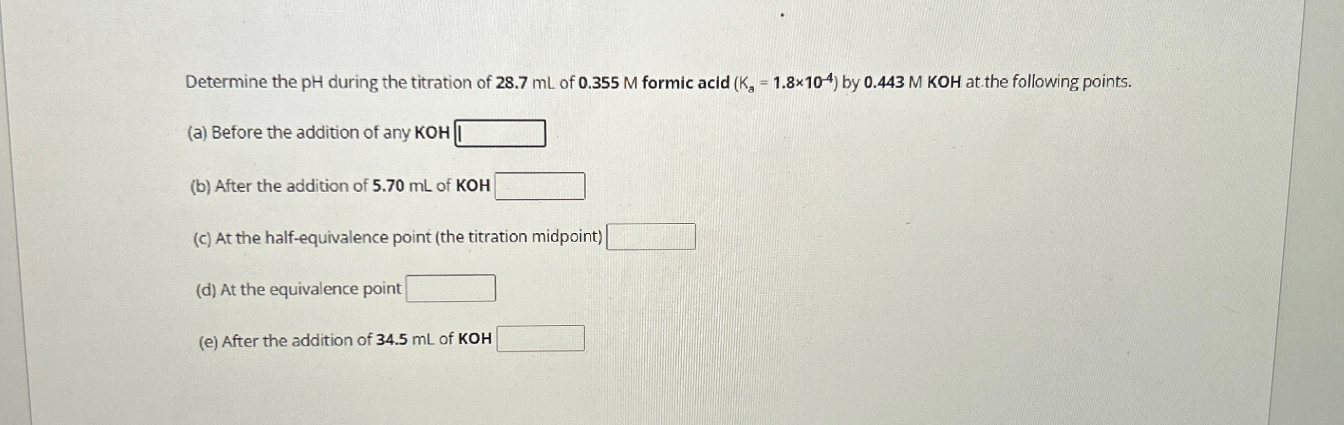 Solved Determine the pH ﻿during the titration of 28.7mL ﻿of | Chegg.com