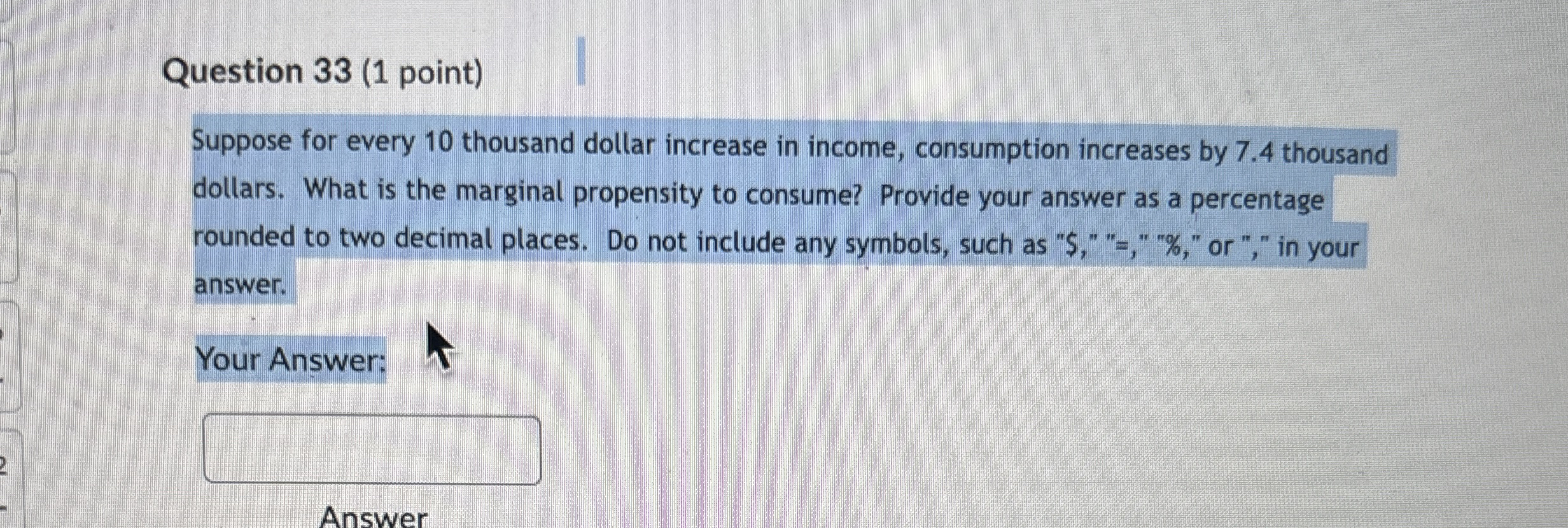 Solved Question 33 (1 ﻿point)Suppose for every 10 ﻿thousand | Chegg.com