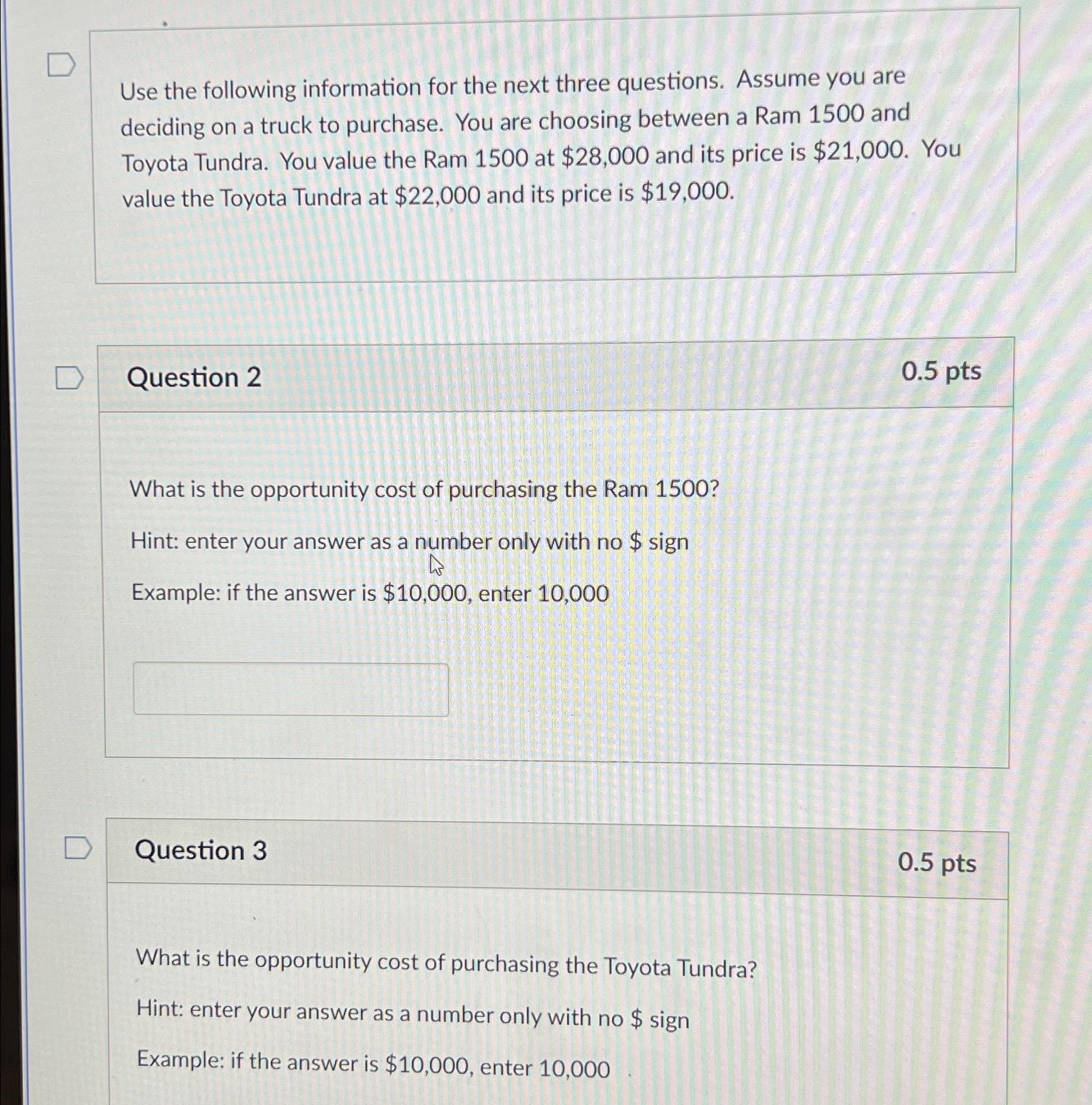 Solved Use the following information for the next three | Chegg.com