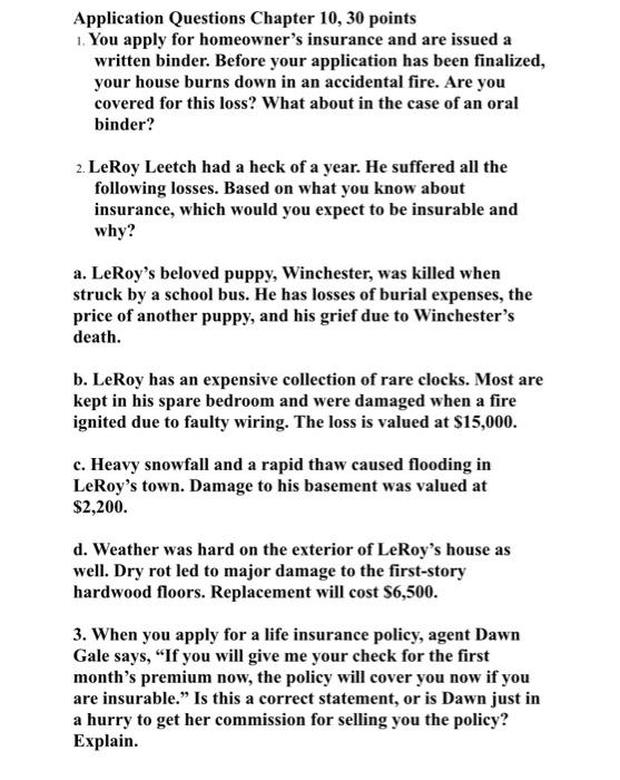 Solved Application Questions Chapter 10,30 points 1. You | Chegg.com