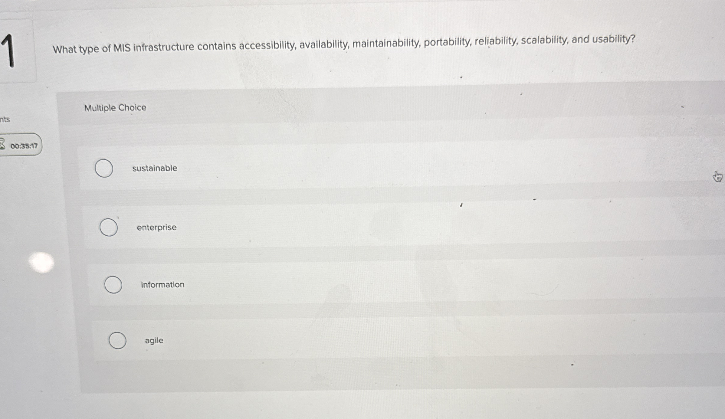 Solved 1What type of MIS infrastructure contains | Chegg.com