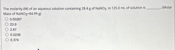 Solved The molarity (M) of an aqueous solution containing | Chegg.com