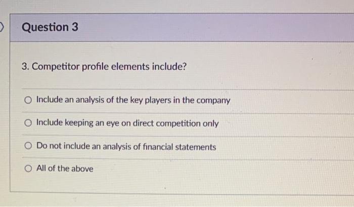 Solved 3. Competitor profile elements include? Include an | Chegg.com