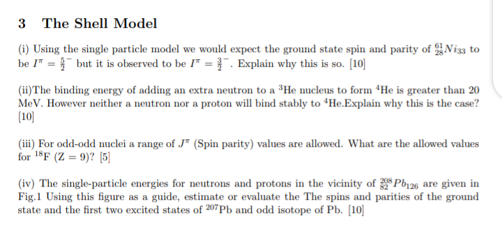 Solved (i) Using the single particle model we would expect | Chegg.com