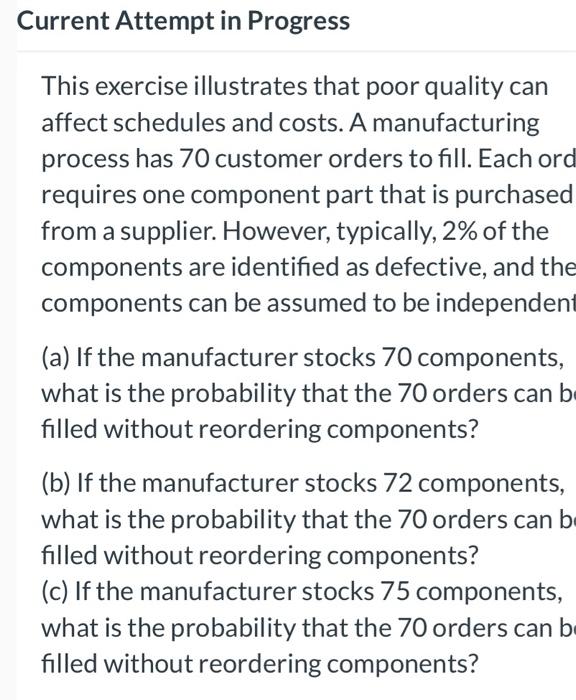 Solved Current Attempt in Progress This exercise illustrates | Chegg.com