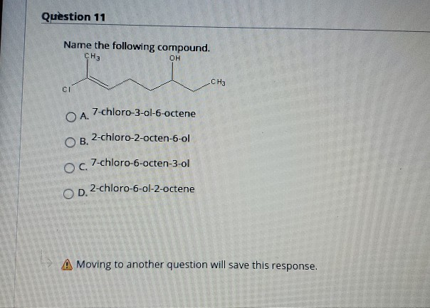 Solved Question 11 Name the following compound. CH3 OH CH3 | Chegg.com