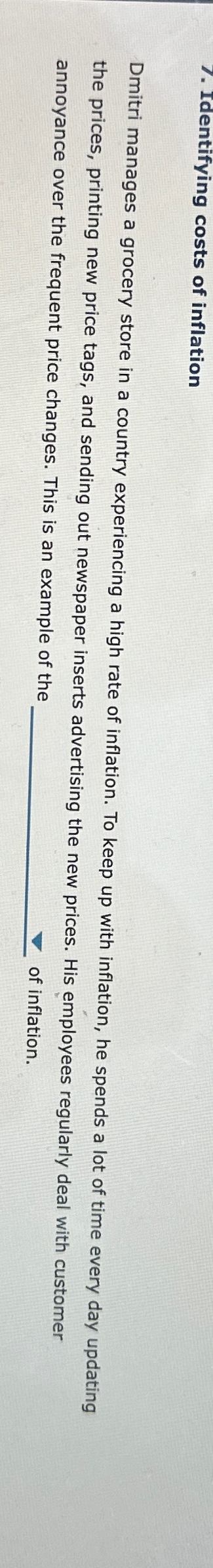 Solved Identifying costs of inflationDmitri manages a | Chegg.com