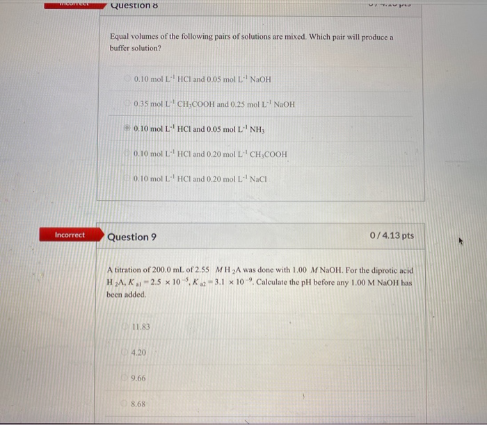 Solved CONTACT Question 8 UAM Equal volumes of the following | Chegg.com