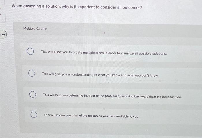 Solved When designing a solution, why is it important to | Chegg.com