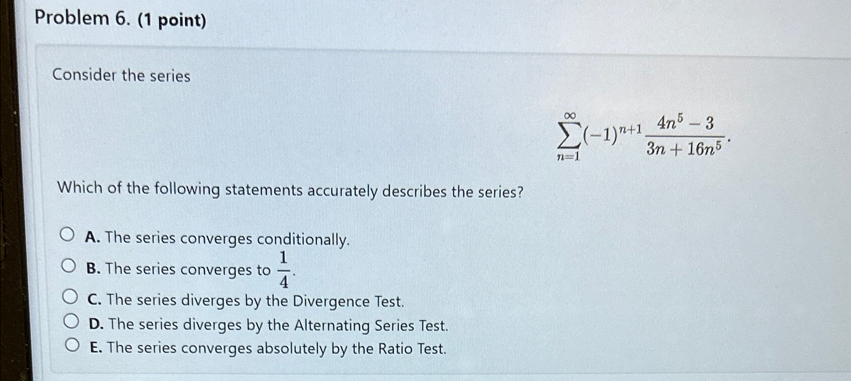 Solved Problem 6. (1 ﻿point)Consider the | Chegg.com