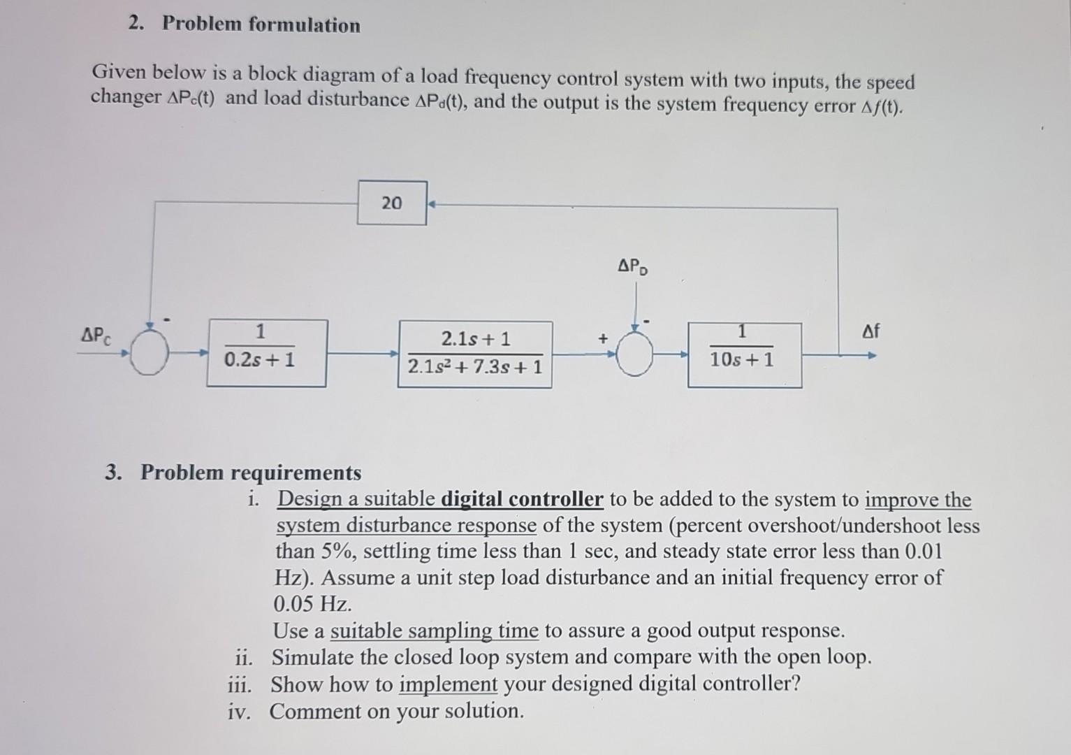 Solved 2. Problem formulation Given below is a block diagram | Chegg.com