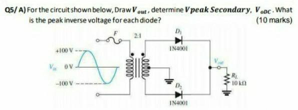 Solved B) For the circuit shown, V1= 120V RMS calculate V2, | Chegg.com