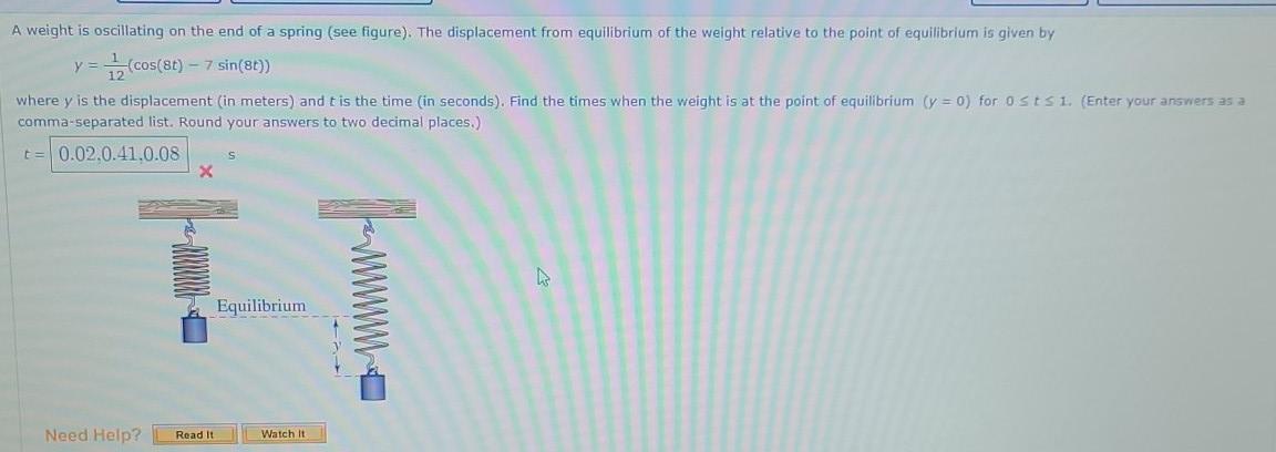 Solved A weight is oscillating on the end of a spring (see | Chegg.com