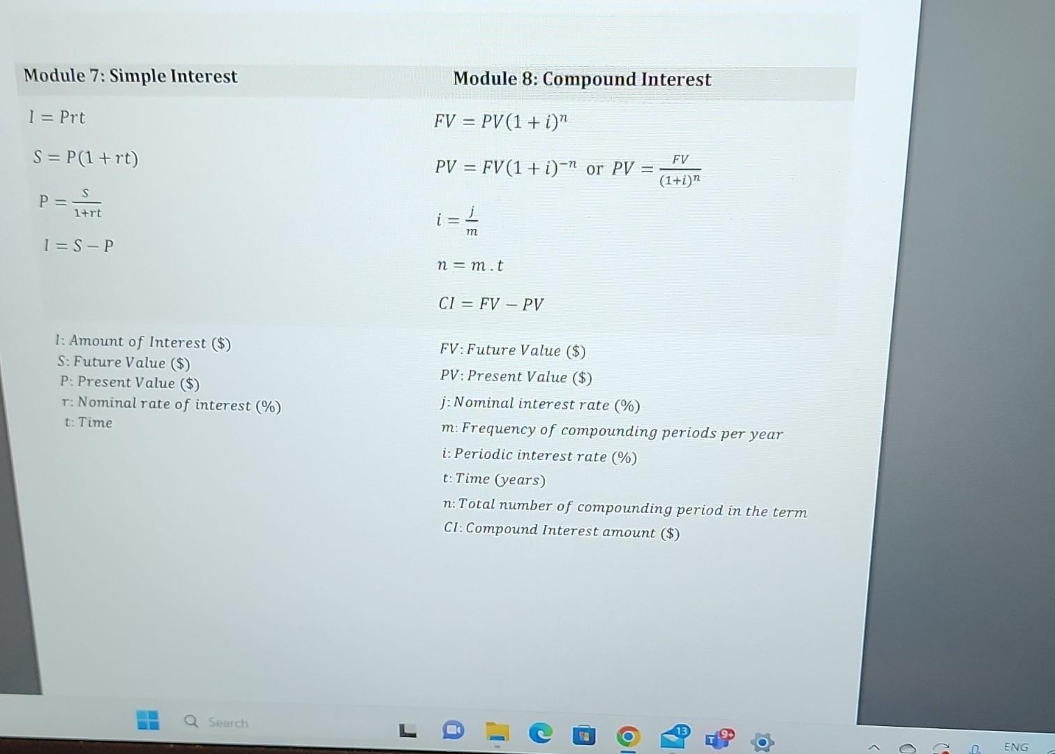 Solved Module 7: Simple Interest I=PrtS=P(1+rt)P=1+rtsI=S−P | Chegg.com