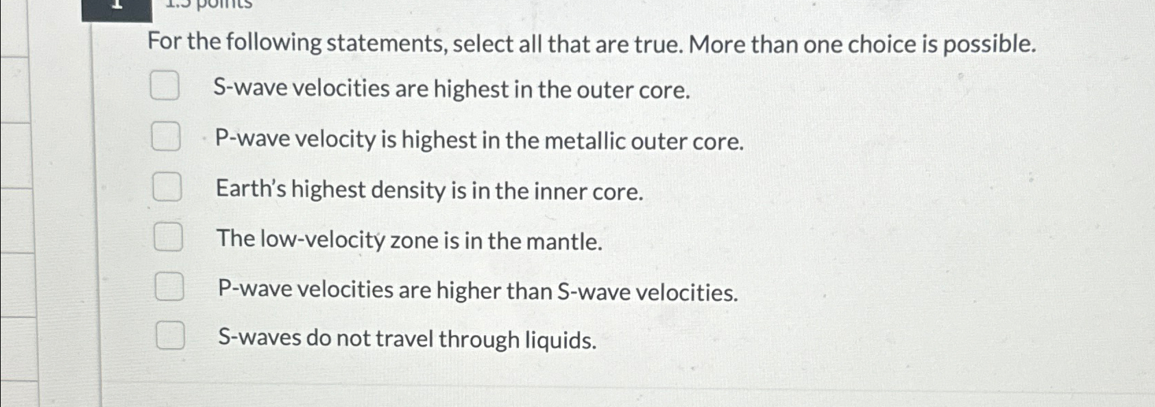 Solved For the following statements, select all that are | Chegg.com