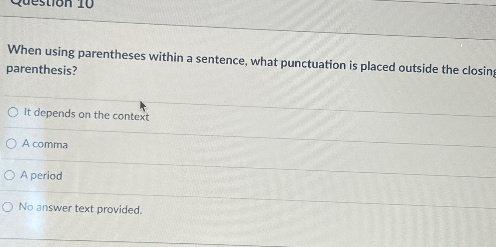 Solved When using parentheses within a sentence, what | Chegg.com