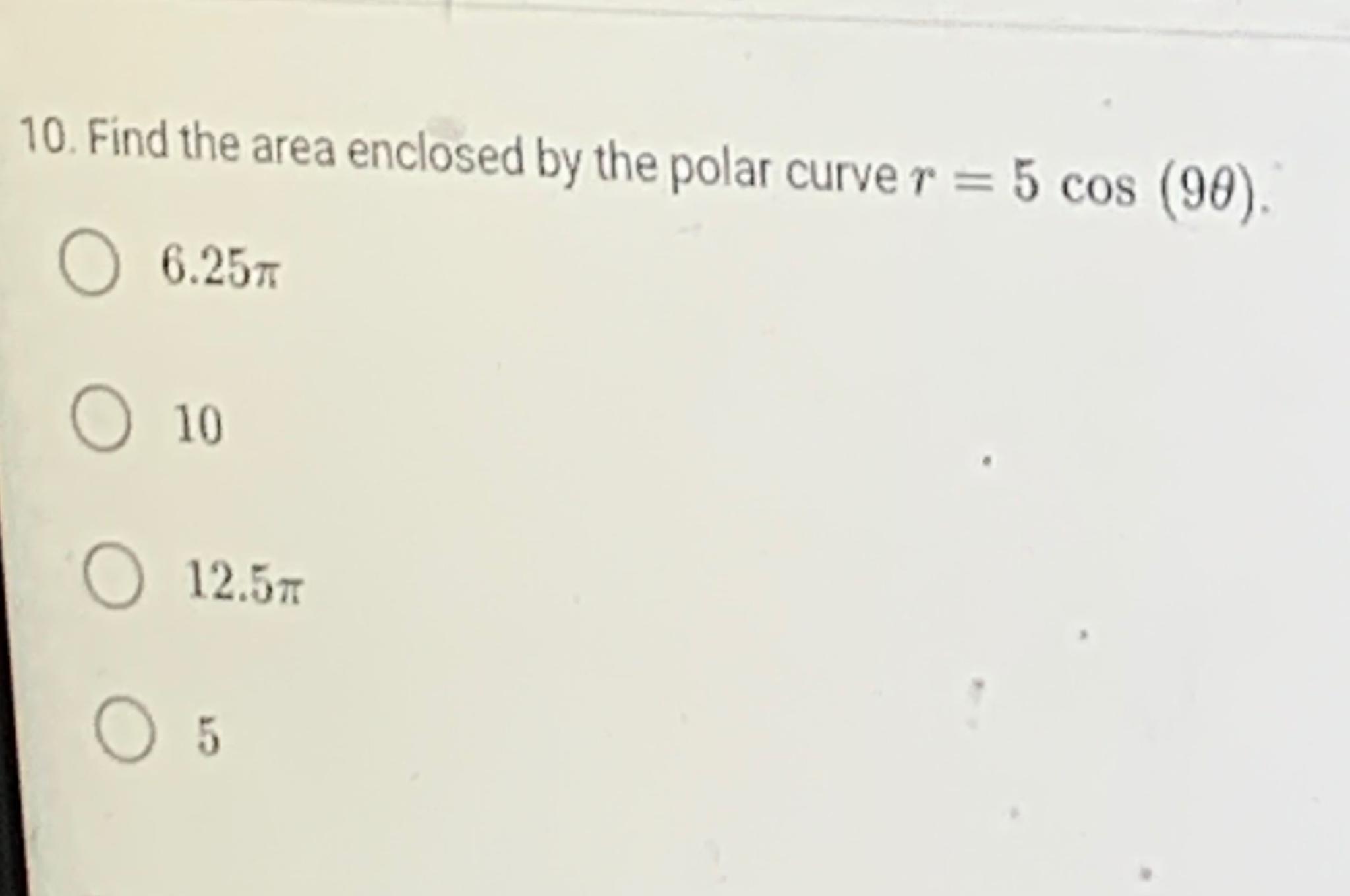 Solved Find the area enclosed by the polar curve | Chegg.com