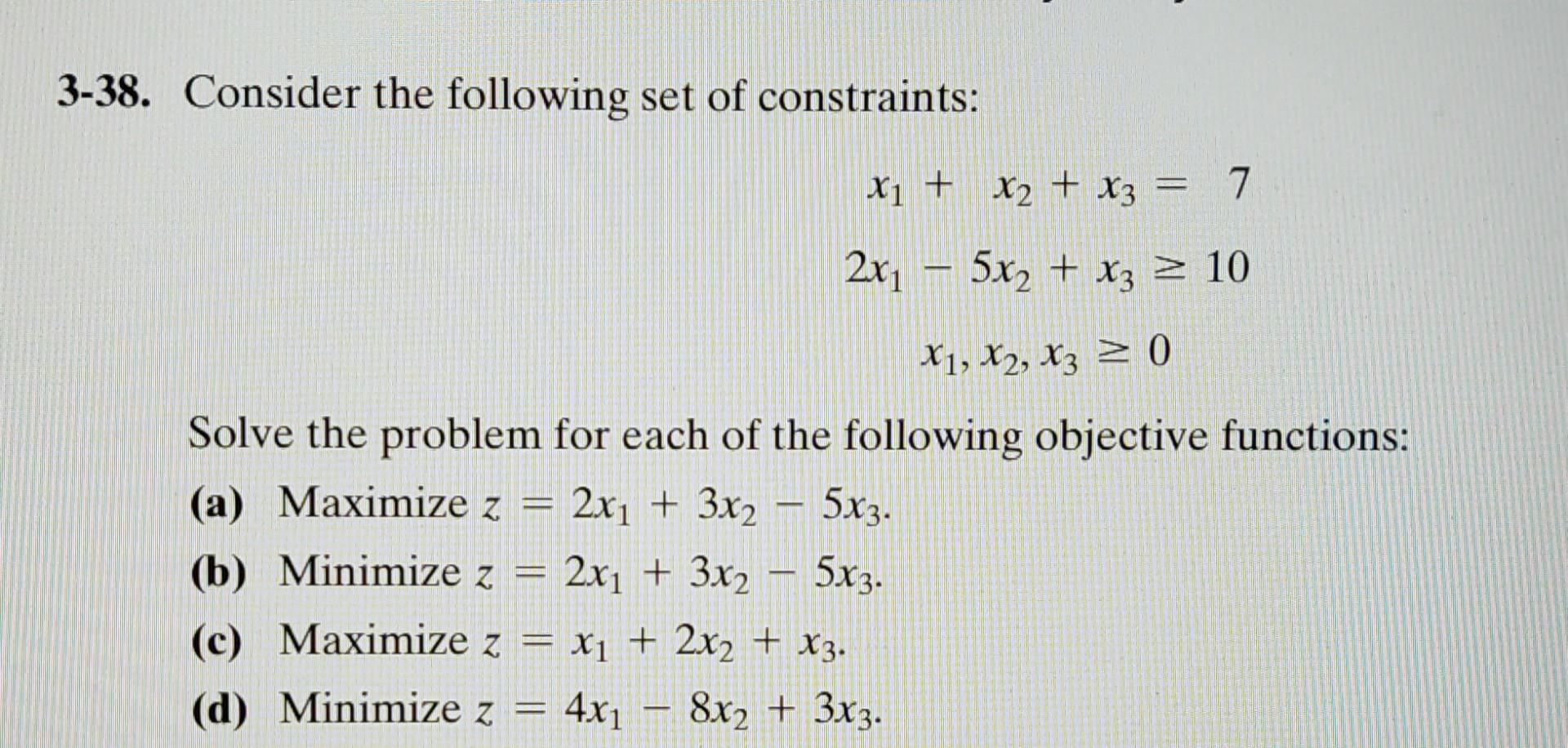 Solved 3-38. Consider the following set of constraints: | Chegg.com