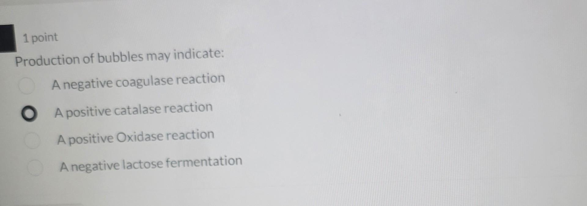 Solved 1 point Production of bubbles may indicate: A | Chegg.com