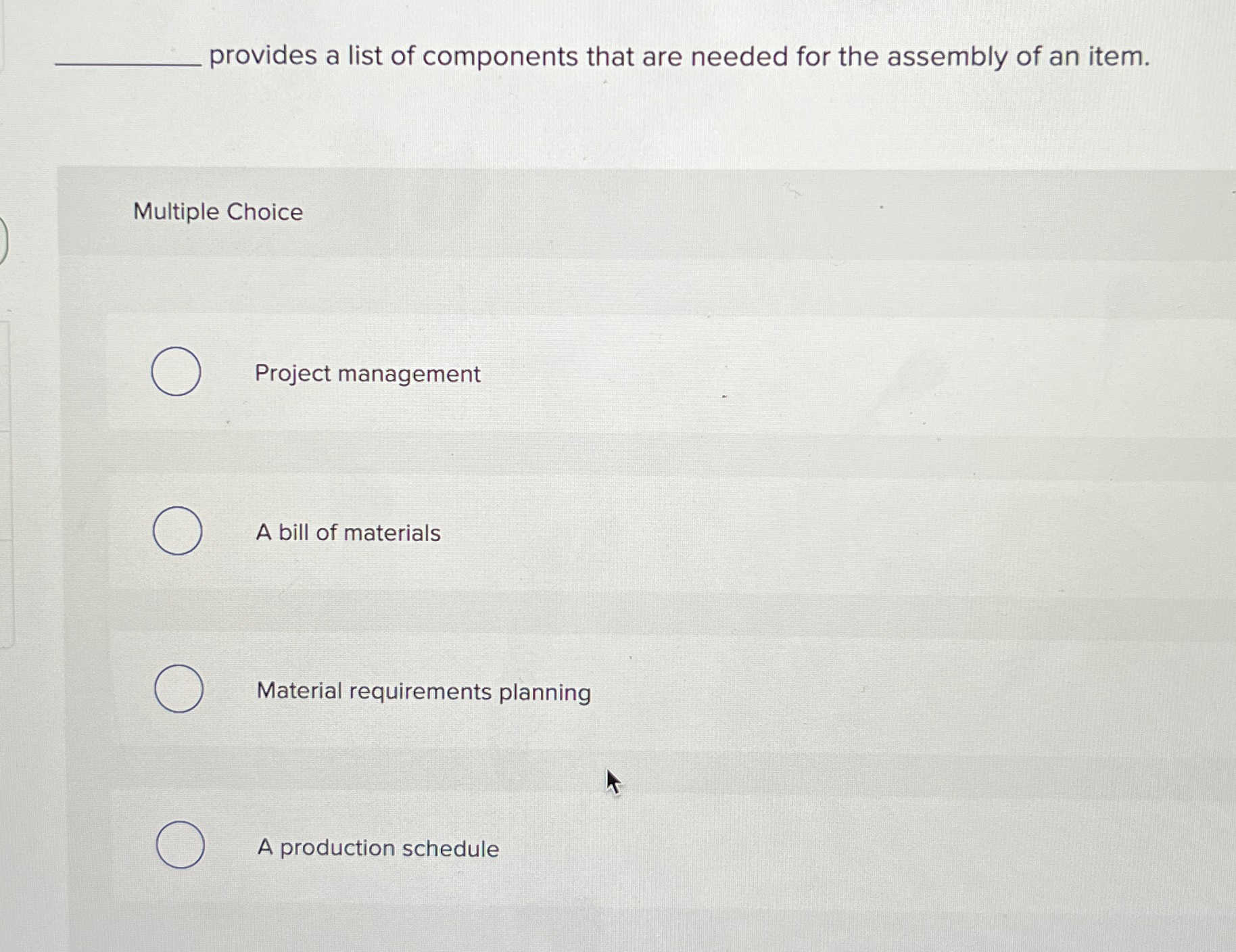 Solved provides a list of components that are needed for the | Chegg.com