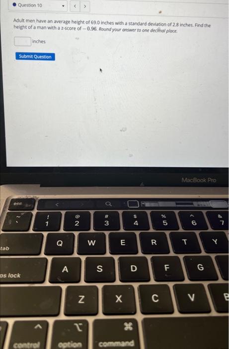 Solved Adult men have an average height of 69,0 inches with | Chegg.com