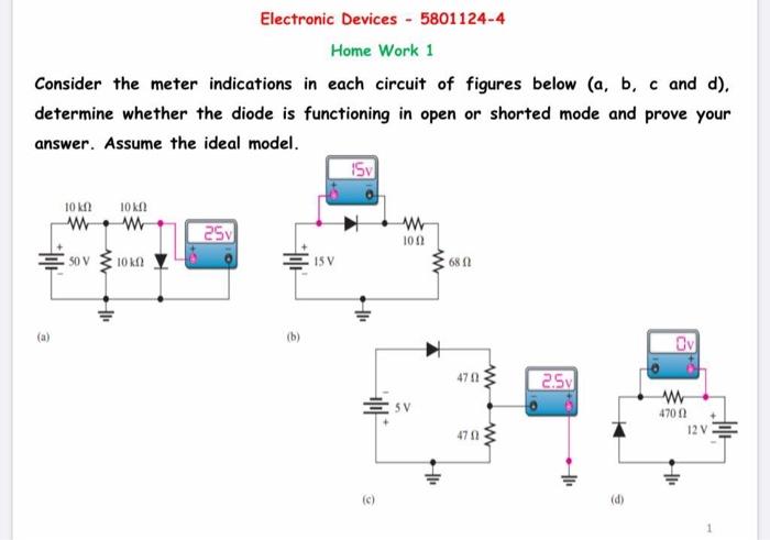 Solved Electronic Devices - 5801124-4 Home Work 1 Consider | Chegg.com