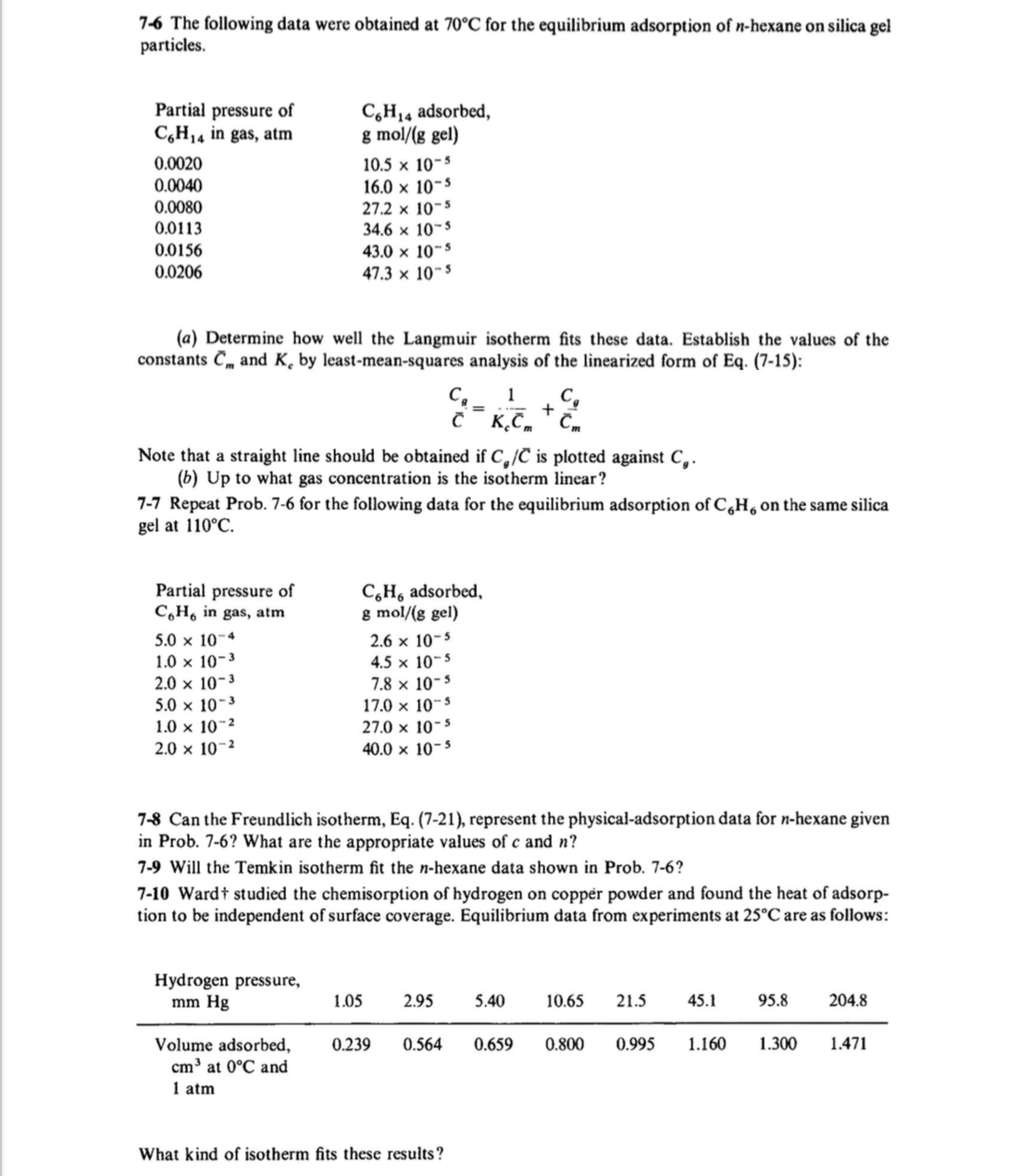 Solved 7-6 ﻿The following data were obtained at 70°C ﻿for | Chegg.com