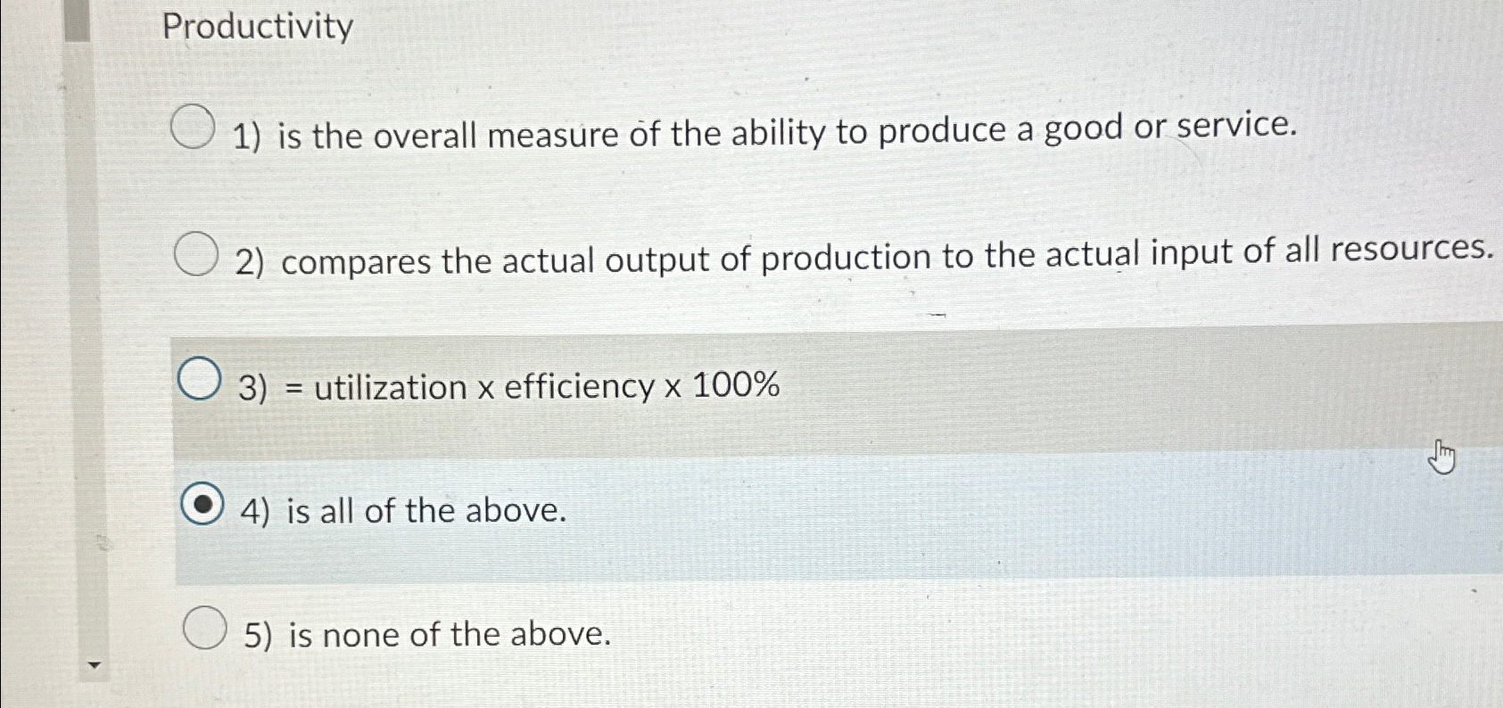Solved Productivityis the overall measure of the ability to | Chegg.com