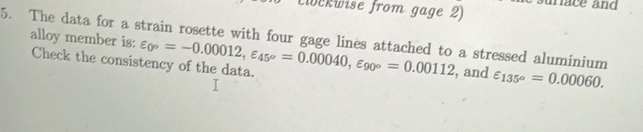 Solved The data for a strain rosette with four gage lines | Chegg.com