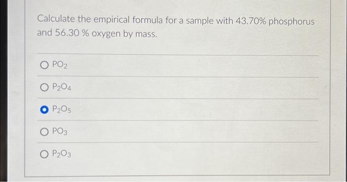 Solved Calculate the empirical formula for a sample with | Chegg.com