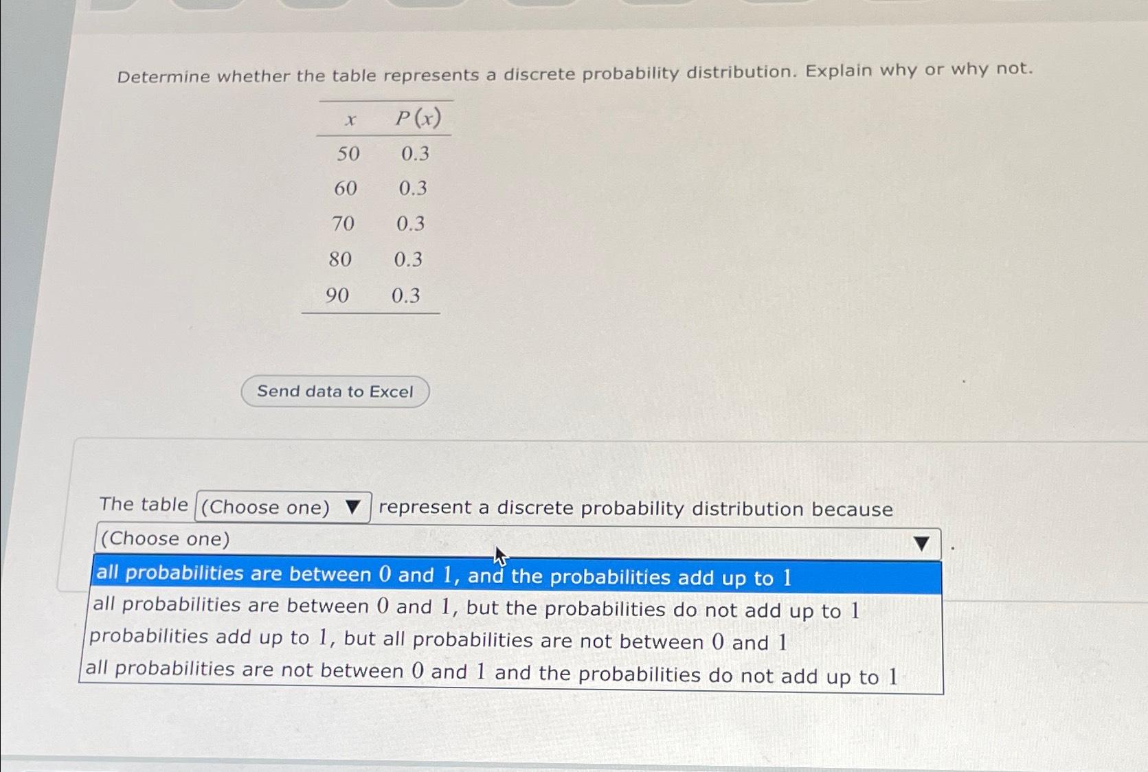 Solved Determine whether the table represents a discrete | Chegg.com