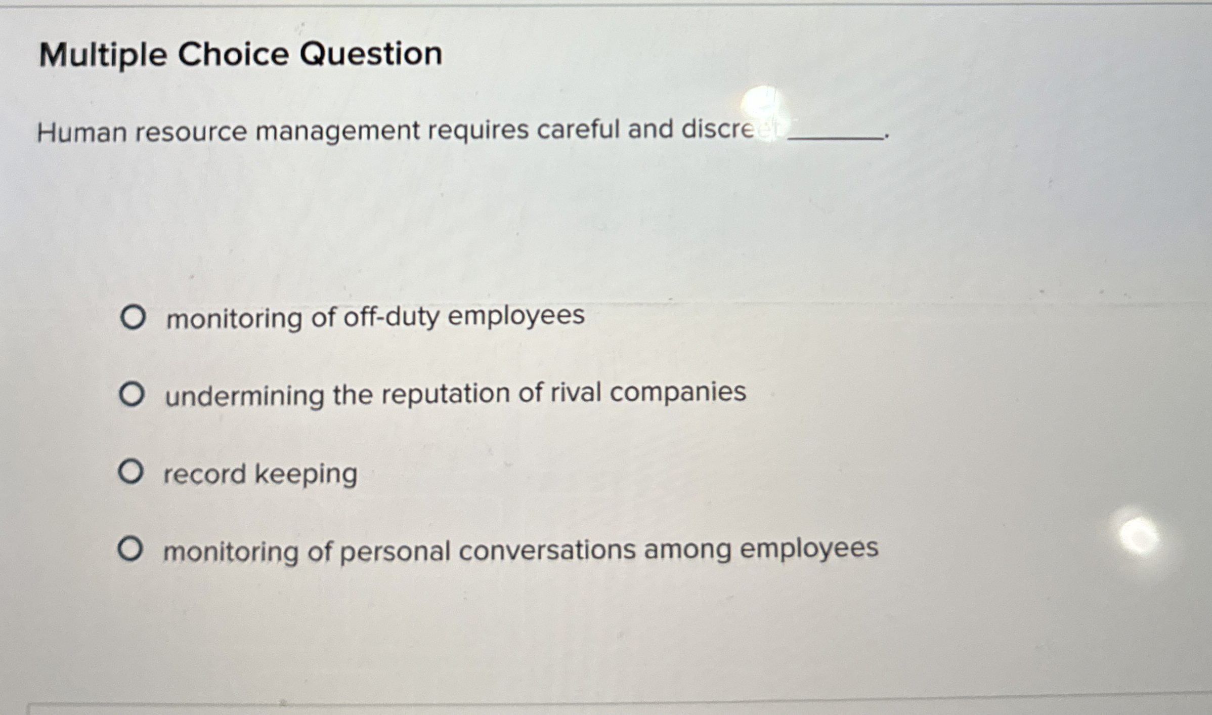 Solved Multiple Choice QuestionHuman resource management | Chegg.com