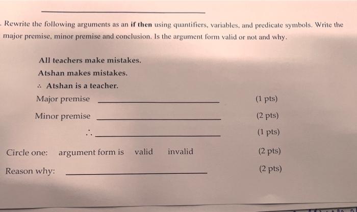 Solved Rewrite the following arguments as an if then using | Chegg.com