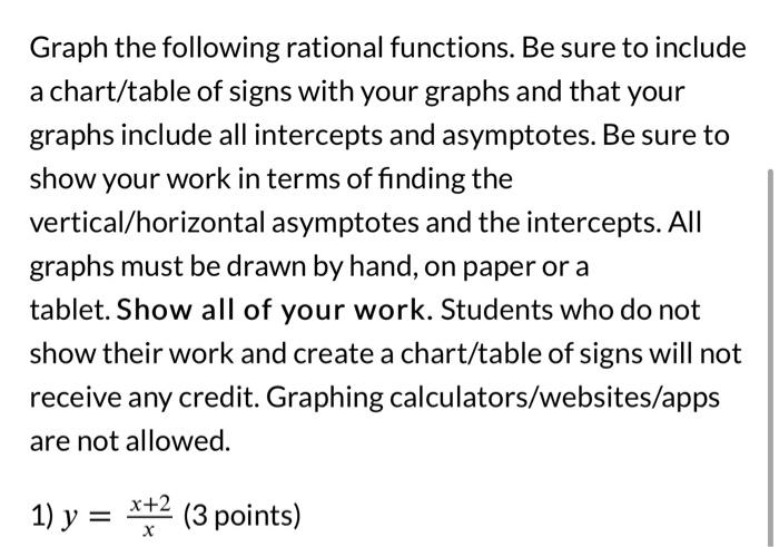 Solved Graph the following rational functions. Be sure to | Chegg.com